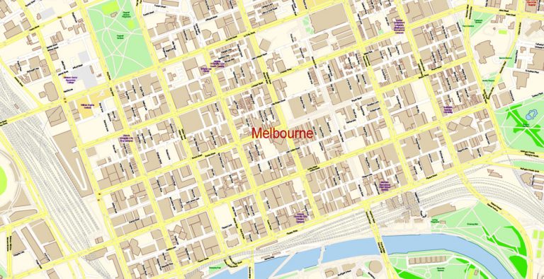 Melbourne Australia Map Vector Exact City Plan High Detailed Street Map ...