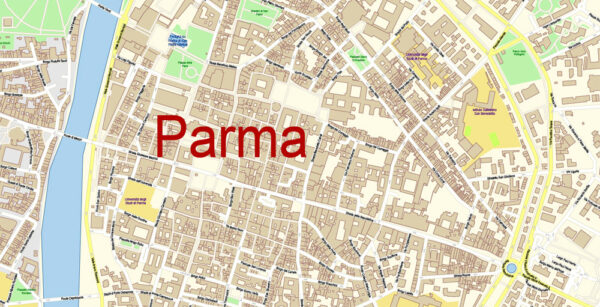 Parma Reggio Emilia Italy Map Vector Exact City Plan High Detailed Street Map editable Adobe ...