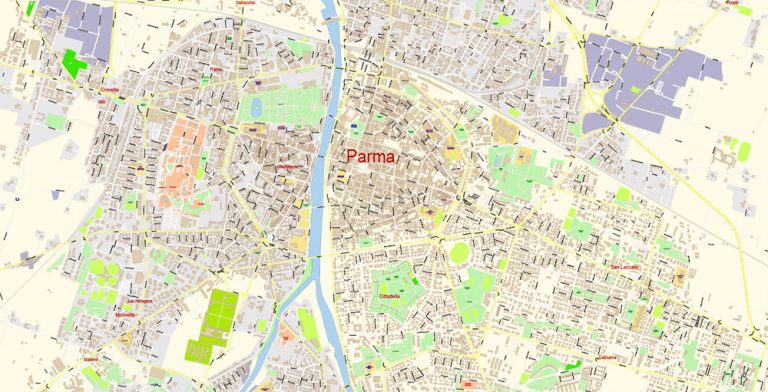 Parma Reggio Emilia Italy PDF Map Vector Exact City Plan High Detailed Street Map editable Adobe ...