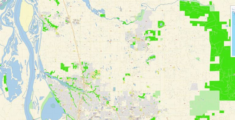 Vancouver Washington US PDF Map Vector Exact City Plan High Detailed ...