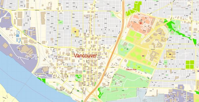 Vancouver Washington US Map Vector Exact City Plan High Detailed Street ...