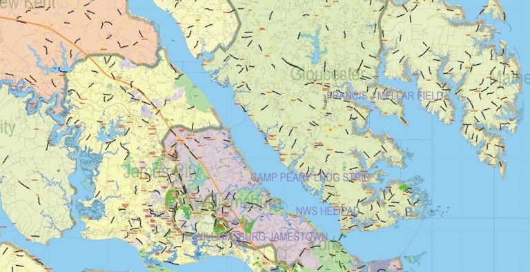 Virginia State US Map Vector Exact State Plan High Detailed Road Map ...