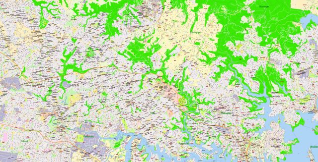 Sydney Australia Vector Map Exact City Plan High Detailed Street Map ...