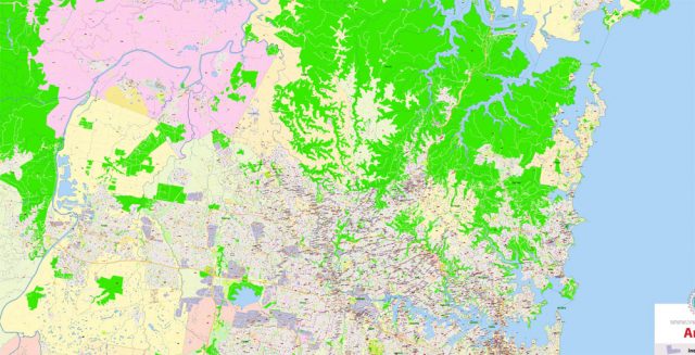 Sydney Australia Vector Map Exact City Plan High Detailed Street Map ...
