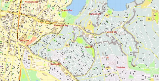 Sydney Australia PDF Vector Map Exact City Plan High Detailed Street ...