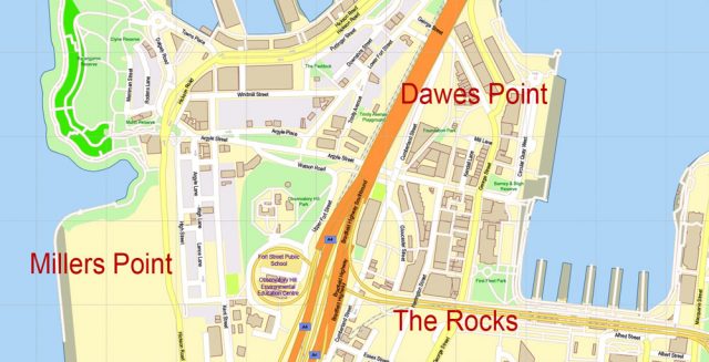 Sydney Australia PDF Vector Map Exact City Plan High Detailed Street ...