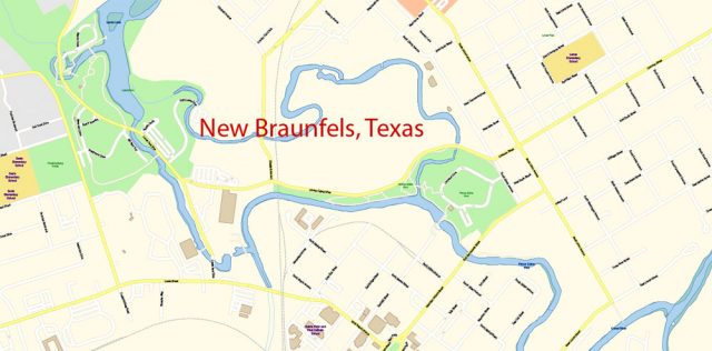 New Braunfels Texas US Map Vector Exact City Plan High Detailed Street ...