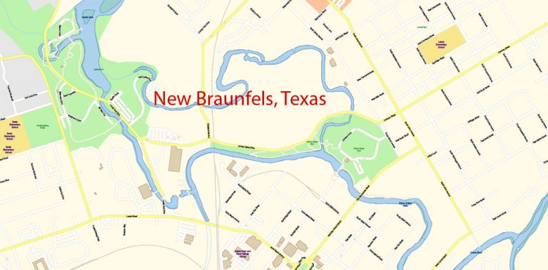 New Braunfels Texas US Map Vector Exact City Plan High Detailed Street ...