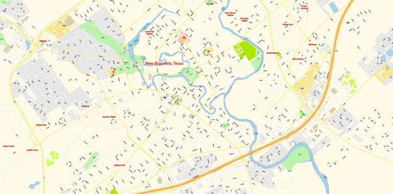 New Braunfels Texas US Map Vector Exact City Plan High Detailed Street ...
