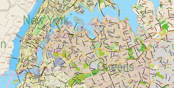 New York State US PDF Map Vector Exact State Plan High Detailed Street ...