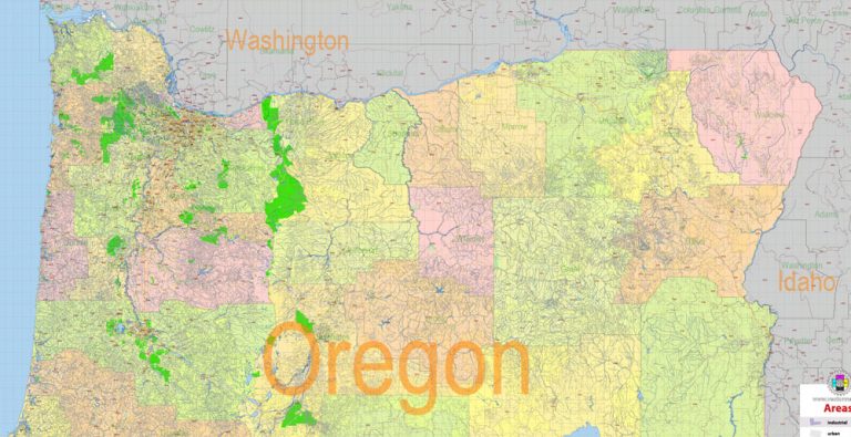 Oregon State US Map Vector Exact City Plan High Detailed Street Map ...