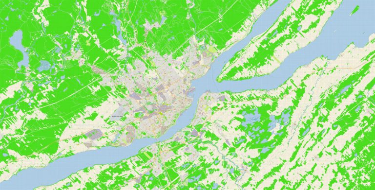 Quebec City Canada Map Vector Exact City Plan High Detailed Street Map ...