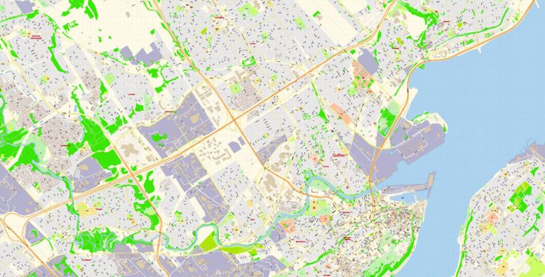 Quebec City Canada Map Vector Exact City Plan High Detailed Street Map ...