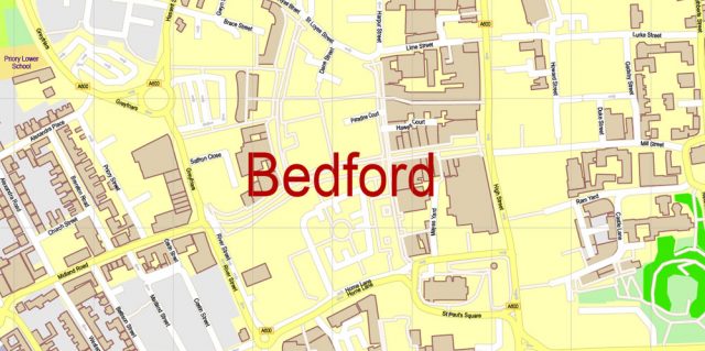 Bedfordshire UK England Map Vector Exact Admin City Plan High Detailed ...
