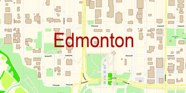 Edmonton Alberta Canada PDF Vector Map Exact City Plan High Detailed ...