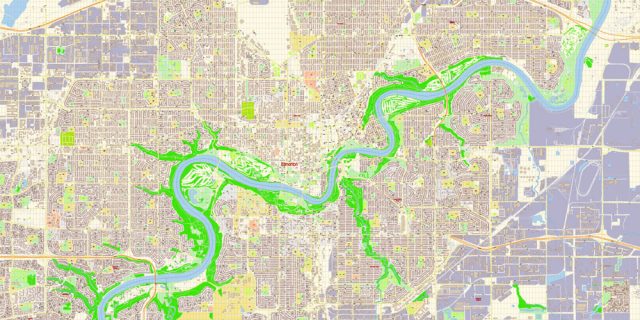 Edmonton Alberta Canada PDF Vector Map Exact City Plan High Detailed ...