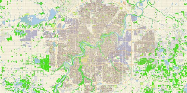 Edmonton Alberta Canada PDF Vector Map Exact City Plan High Detailed ...