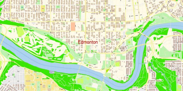 Edmonton Alberta Canada PDF Vector Map Exact City Plan High Detailed ...