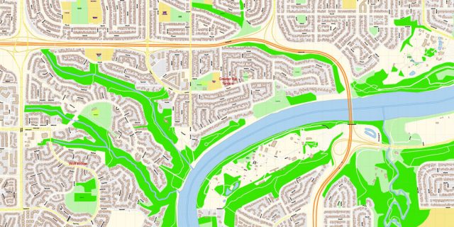 Edmonton Alberta Canada PDF Vector Map Exact City Plan High Detailed ...