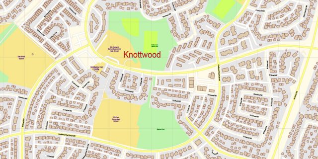 Edmonton Alberta Canada PDF Vector Map Exact City Plan High Detailed ...