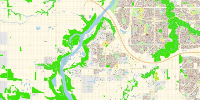 Edmonton Alberta Canada PDF Vector Map Exact City Plan High Detailed ...