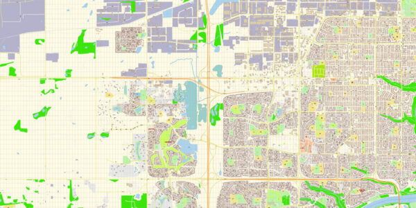 Edmonton Alberta Canada PDF Vector Map Exact City Plan High Detailed ...