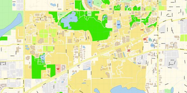 Gainesville Florida US Map Vector Exact City Plan High Detailed Street ...
