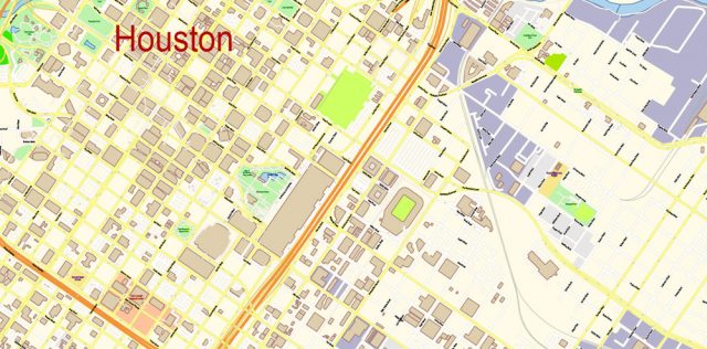 Houston Texas US Map Vector Exact City Plan High Detailed Street Map ...