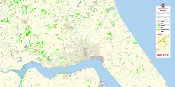 Hull UK England Map Vector Exact City Plan High Detailed Street Map ...