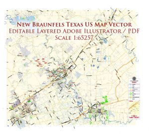 New Braunfels Texas US Map Vector Exact City Plan Low Detailed Street ...