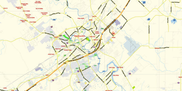 New Braunfels Texas US Map Vector Exact City Plan Low Detailed Street ...
