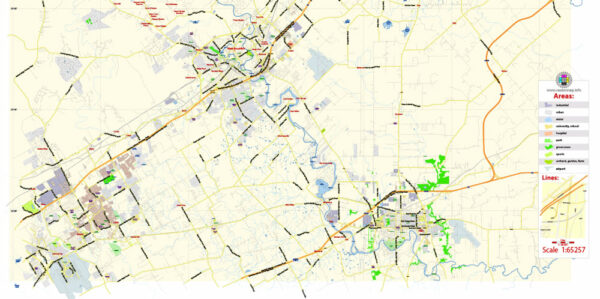 New Braunfels Texas US Map Vector Exact City Plan Low Detailed Street ...