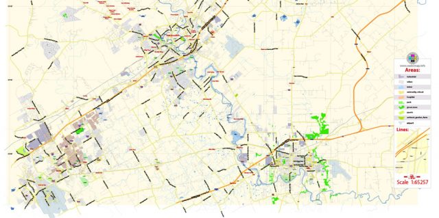 New Braunfels Texas US Map Vector Exact City Plan Low Detailed Street ...