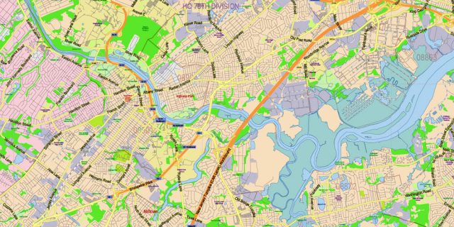 _New Jersey State US Map Vector Exact State Plan High Detailed Road Map ...