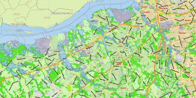 _New Jersey State US Map Vector Exact State Plan High Detailed Road Map ...