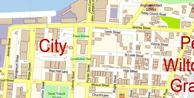 Saint Lucia Island 01 PDF Map Vector Exact City Plan High Detailed ...