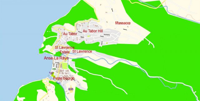 Saint Lucia Island 01 PDF Map Vector Exact City Plan High Detailed ...