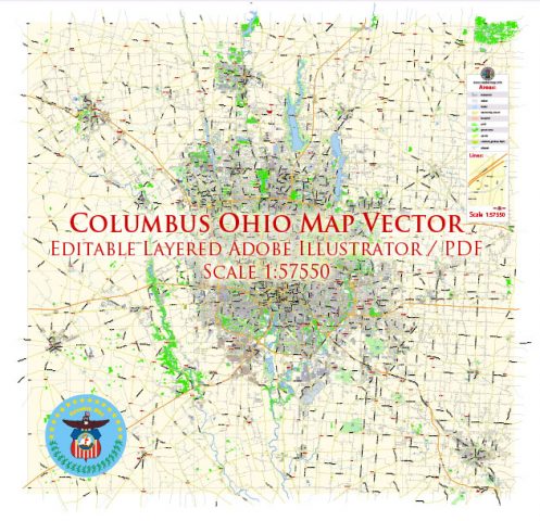 Columbus Ohio US Map Vector Exact City Plan Low Detailed Street Map ...
