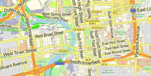 Columbus Ohio US Map Vector Exact City Plan Low Detailed Street Map ...