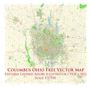 Columbus Ohio Map Vector Free Editable Layered Adobe Illustrator + PDF ...