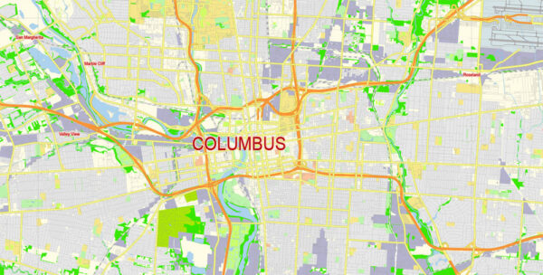 Columbus Ohio Map Vector Free Editable Layered Adobe Illustrator + PDF ...