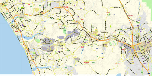 Vista California US Map Vector Exact City Plan Low Detailed Street Map ...