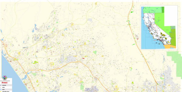 Vista California US PDF Map Vector Exact City Plan High Detailed Street ...