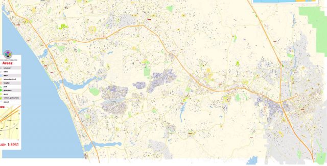 Vista California US Map Vector Exact City Plan High Detailed Street Map ...