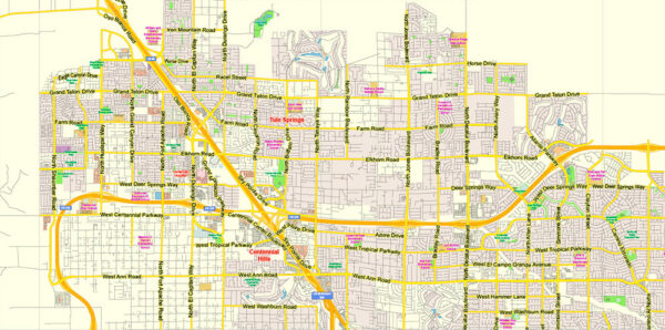 Las Vegas Nevada US Map Vector Exact City Plan Low Detailed Street Map ...