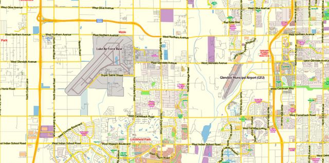Phoenix Arizona US Map Vector Exact City Plan Low Detailed Street Map ...