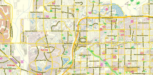 Phoenix Arizona US Map Vector Exact City Plan Low Detailed Street Map ...