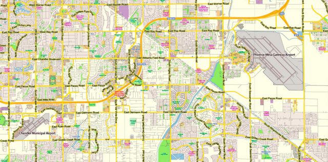 Phoenix Arizona US Map Vector Exact City Plan Low Detailed Street Map ...