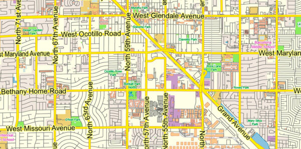 Phoenix Arizona US Map Vector Exact City Plan Low Detailed Street Map ...