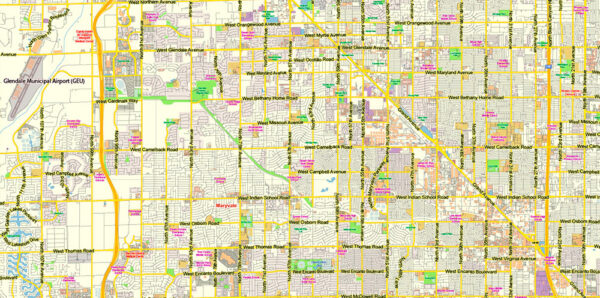 Phoenix Arizona US Map Vector Exact City Plan Low Detailed Street Map ...